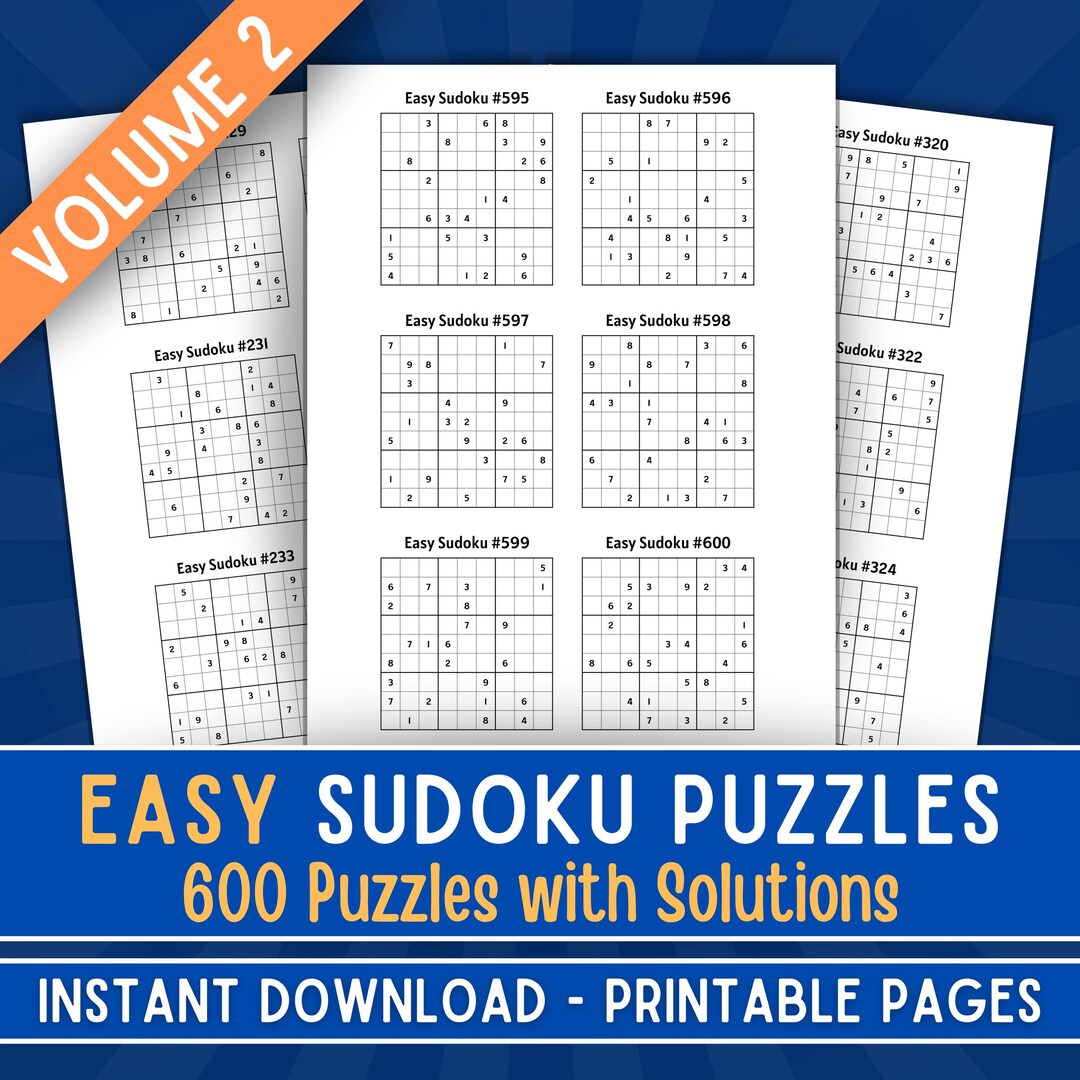 600 Sudoku Puzzles Volume 2 - Easy Level Collection - 6 Puzzles per ...