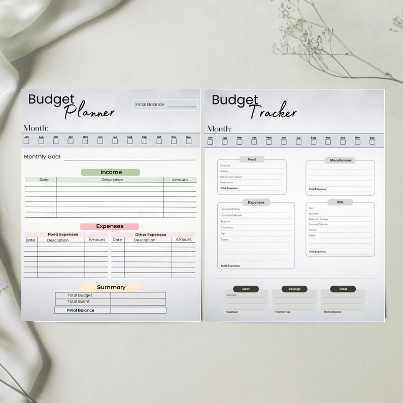 Printable Monthly Budget Planner and Expense Tracker | A4 and US Letter ...