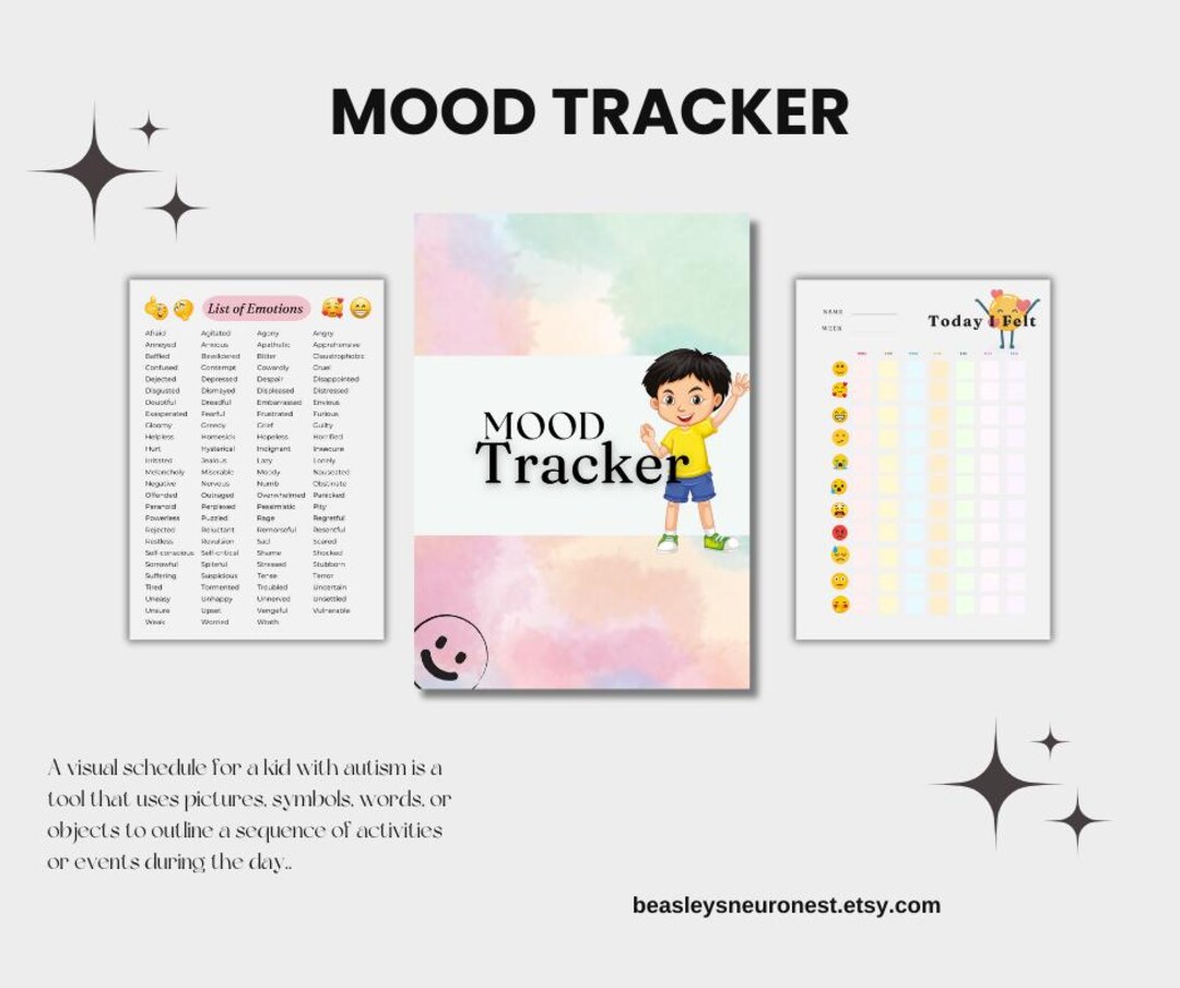 Printable Mood Tracker Journal | Daily Wellness Planner for Anxiety ...