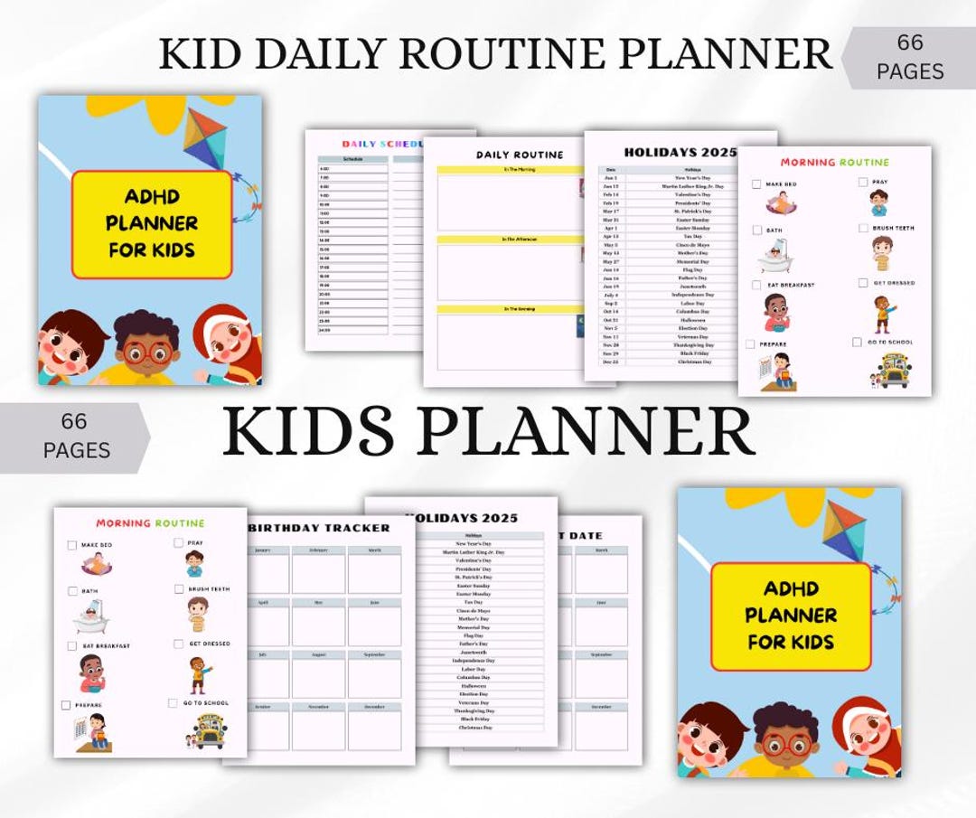 Kid's Daily, Routine Chart, Fun and Interactive Planner for Children ...