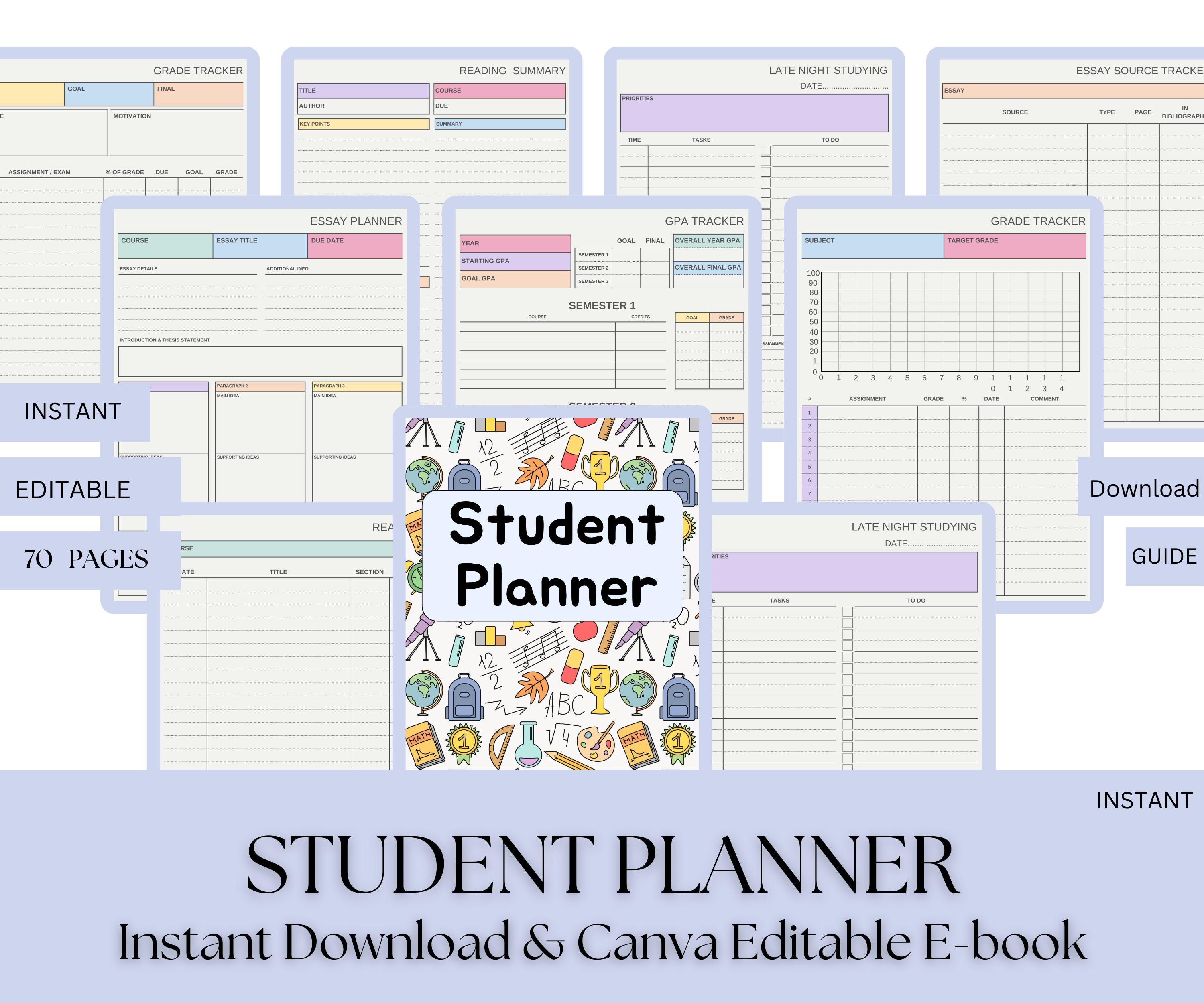 Student Planner | Academic Organizer & Study Tracker | Assignment, Exam ...