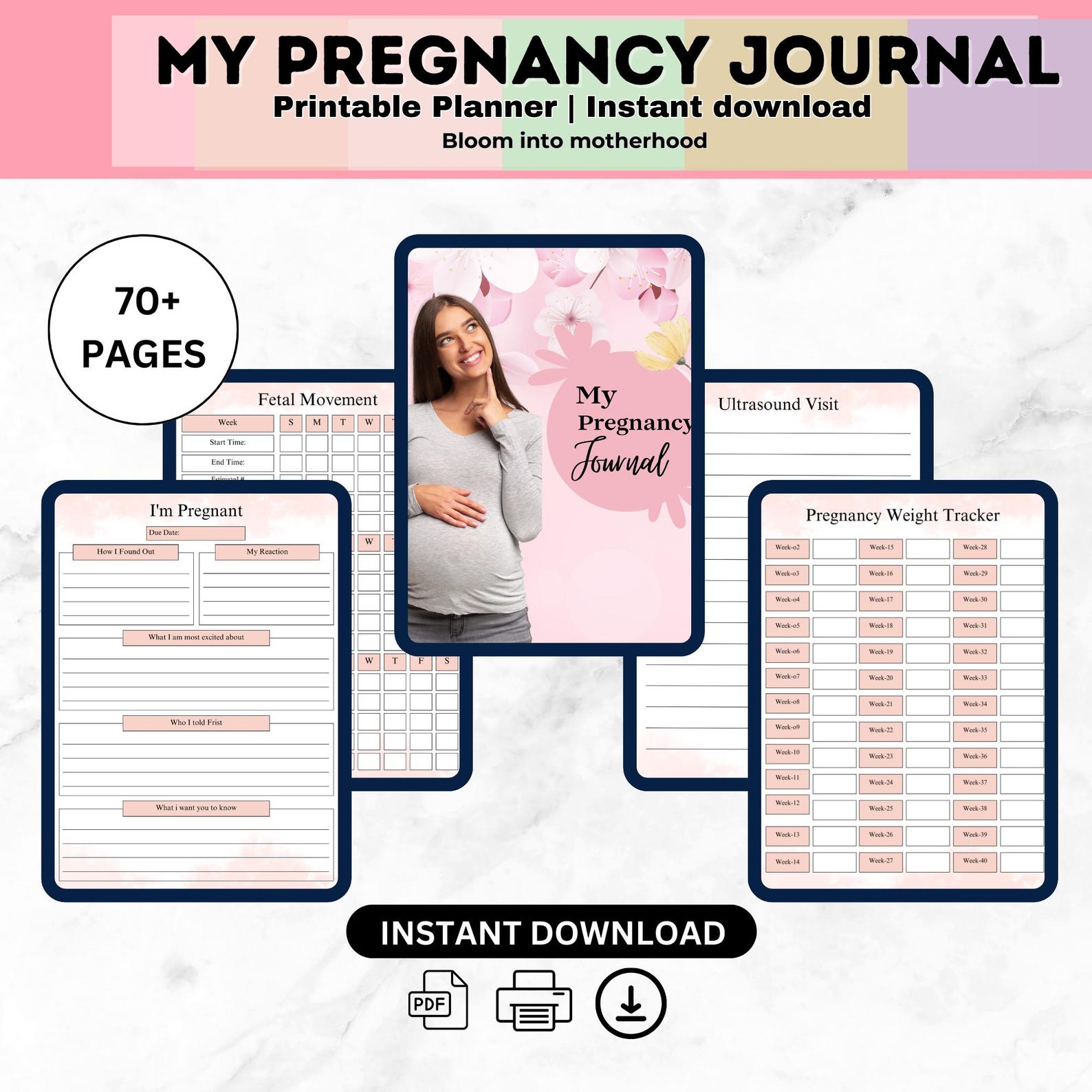 My Pregnancy Journal, Digital Pregnancy Planner, Trimester Tracker ...