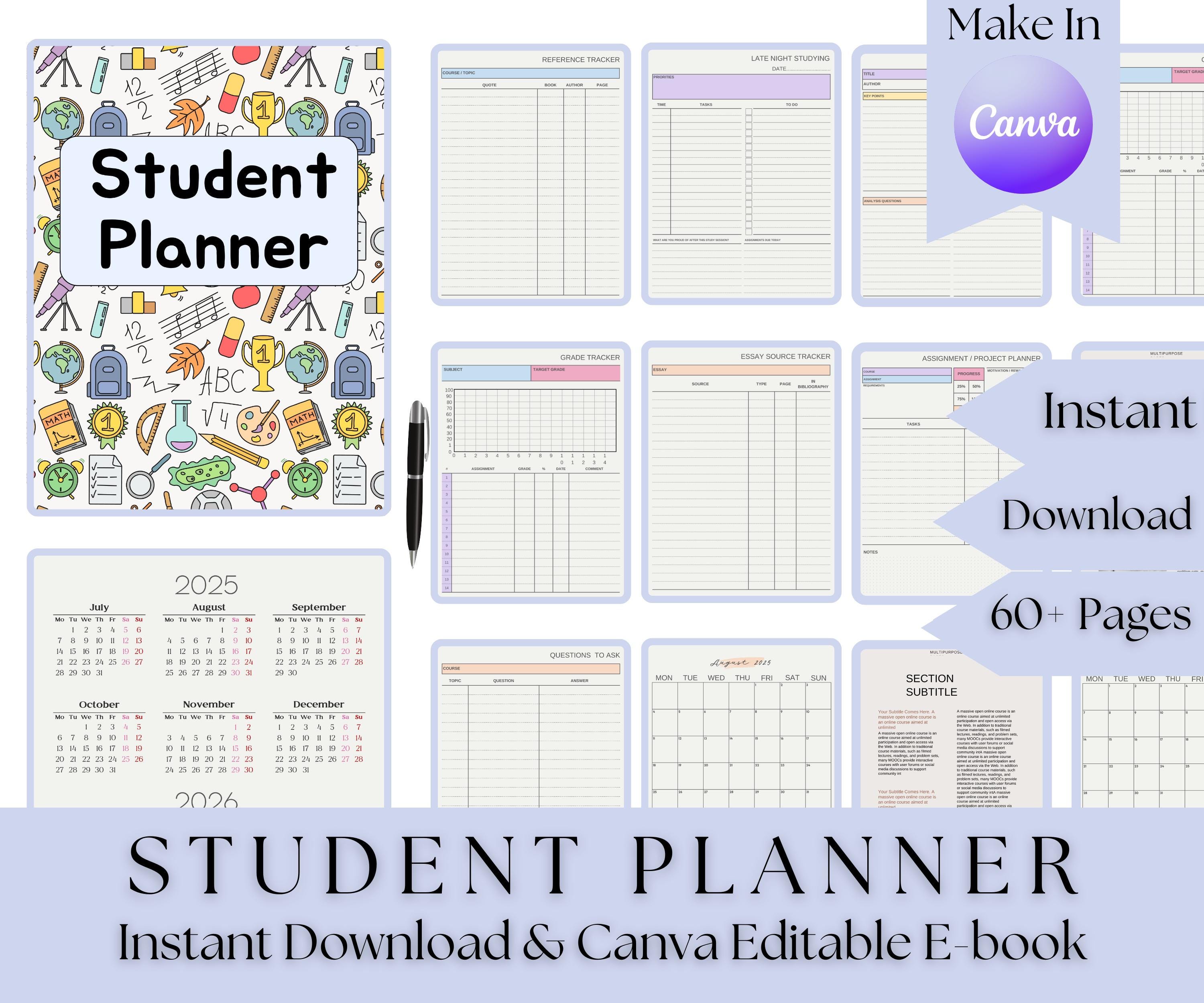 Student Planner | Academic Organizer & Study Tracker | Assignment, Exam ...