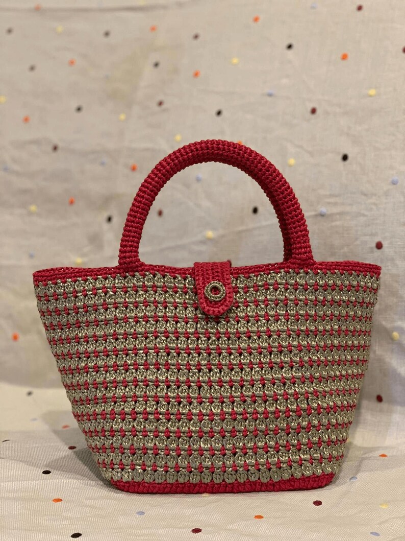 Crochet Raffia Bag Pattern PDF – Two-tone Structured Tote With Leather ...
