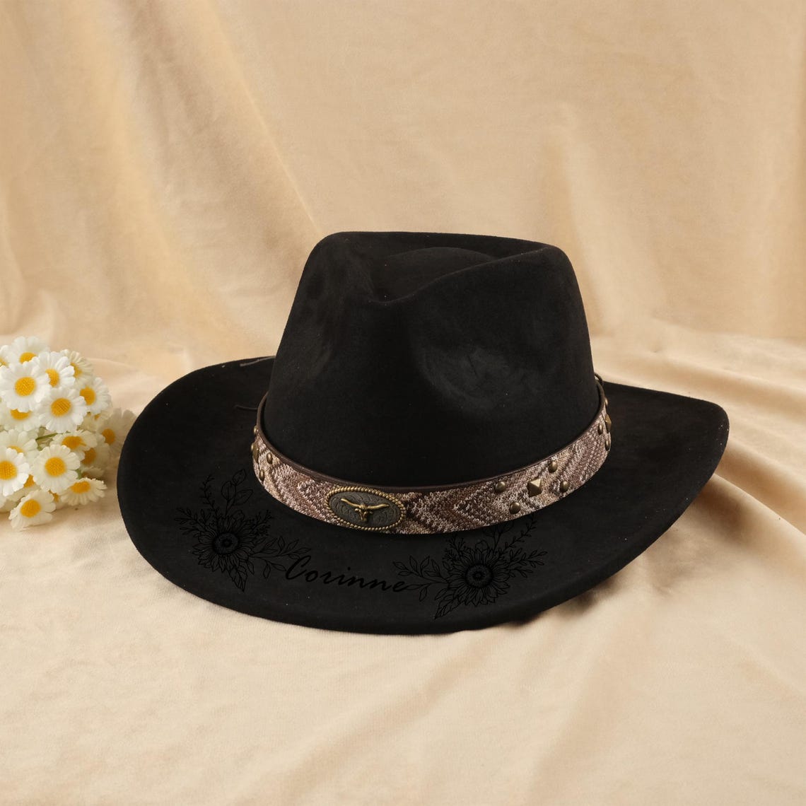 Custom Made Hand Burned Wide Brim Fedora，logo Engraved Cowboy Hats ...