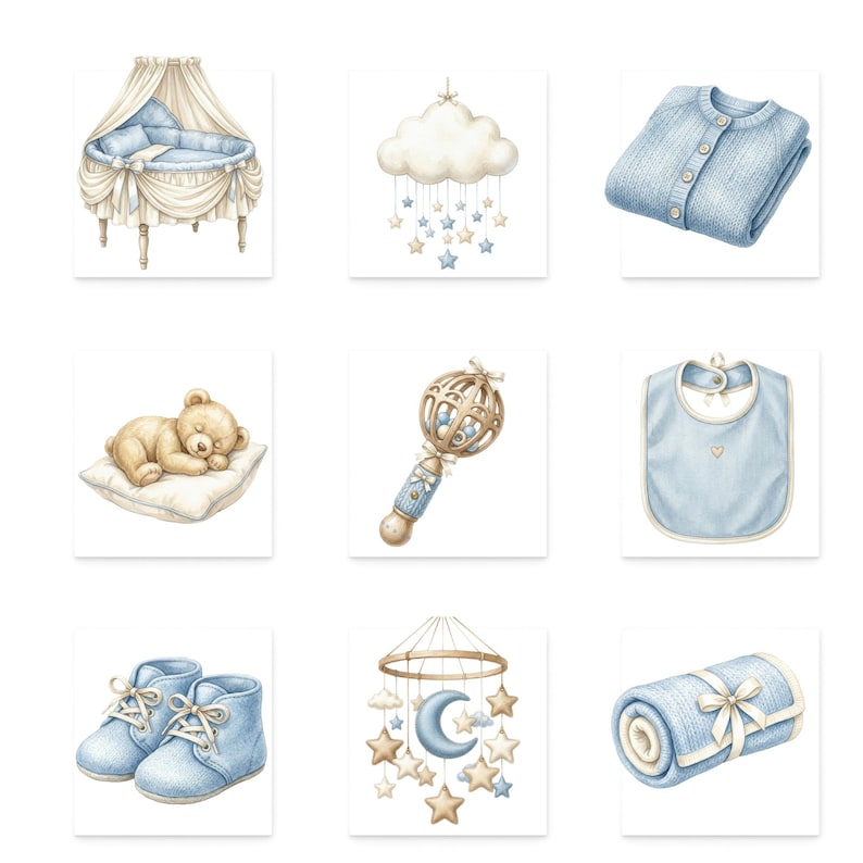 Baby Boy Clipart PNG | Watercolor Nursery Clipart, Baby Shower Clipart ...