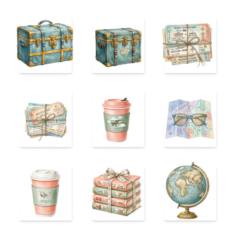 Travel Watercolor Clipart Bundle | Adventure PNG, Vacation Graphics ...