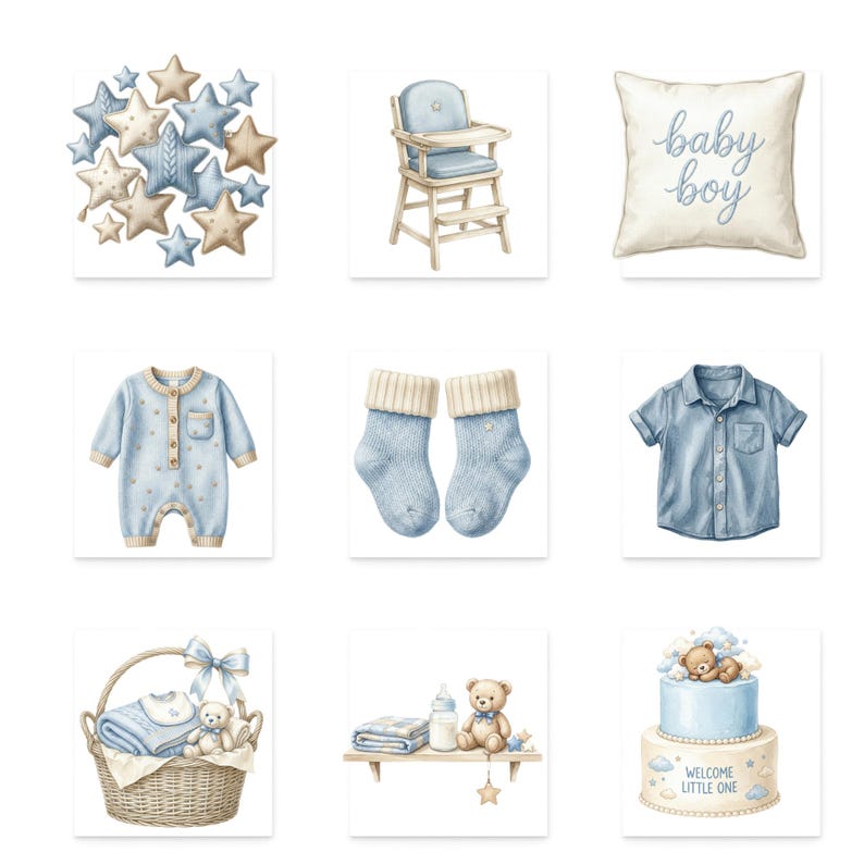 Baby Boy Clipart PNG | Watercolor Nursery Clipart, Baby Shower Clipart ...