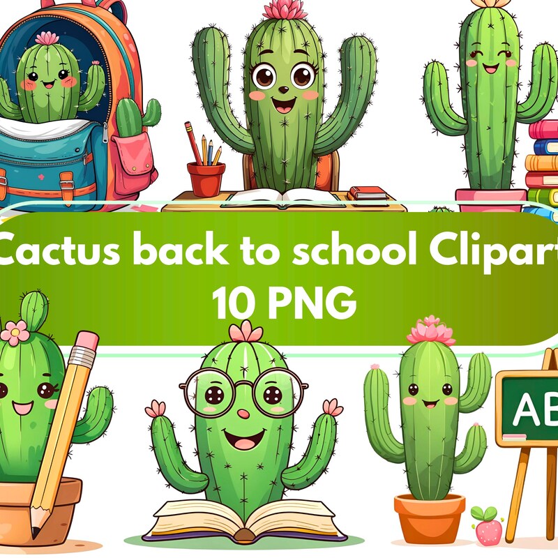 Clipart Cactus School - Etsy