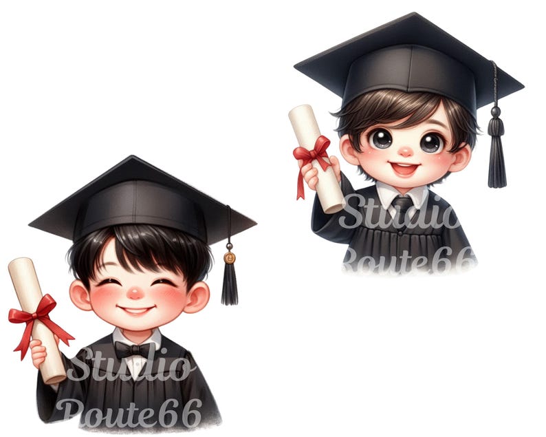 Graduation Kids Clipart Set – 14 Cute Children in Caps and Gowns ...