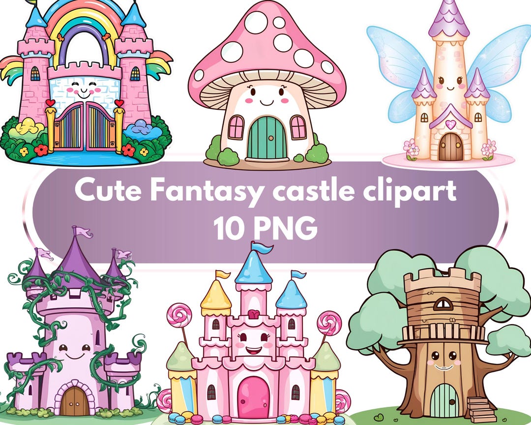Kawaii Fairy Tale Castles Clipart Set – Cute Magical Castle ...