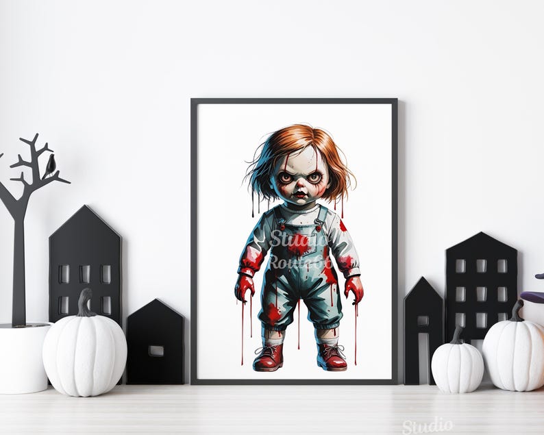 10 Horror Character Clipart Set, Scary Painted Faces With Dripping ...