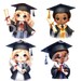 Graduation Kids Clipart Set – 14 Cute Children in Caps and Gowns, Diverse Graduation ...