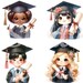 Graduation Kids Clipart Set – 14 Cute Children in Caps and Gowns, Diverse Graduation ...