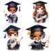 Graduation Kids Clipart Set – 14 Cute Children in Caps and Gowns, Diverse Graduation ...