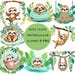 Baby Sloth Clipart, Leafy Designs, Cute Swinging Sloth, Art Project ...