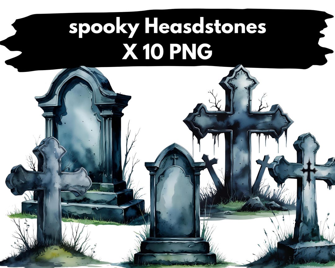 Spooky Gravestones Clipart Set – 10 Plain Halloween Tombstones ...