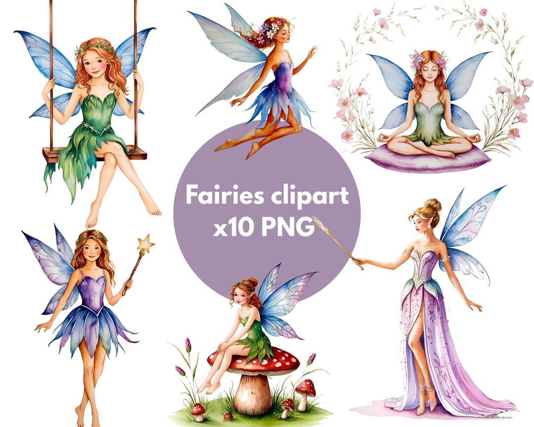 Fairy Clipart Set | 10 Magical Fairy PNG Images | Digital Download ...