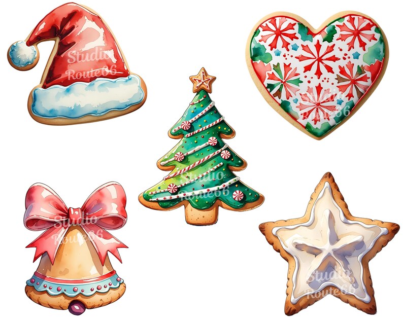 Christmas Cookies Clipart Set, 10 Kawaii Holiday Cookie Pngs for ...
