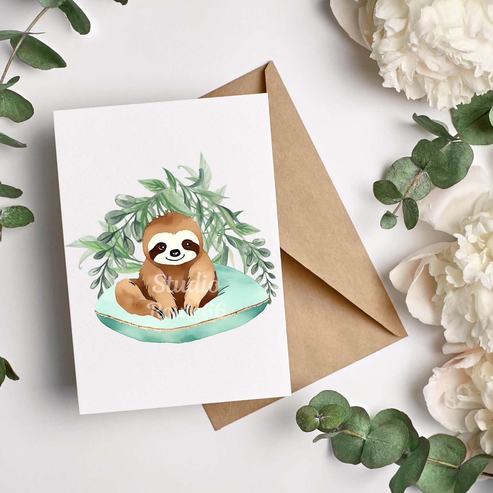 Baby Sloth Clipart, Leafy Designs, Cute Swinging Sloth, Art Project ...