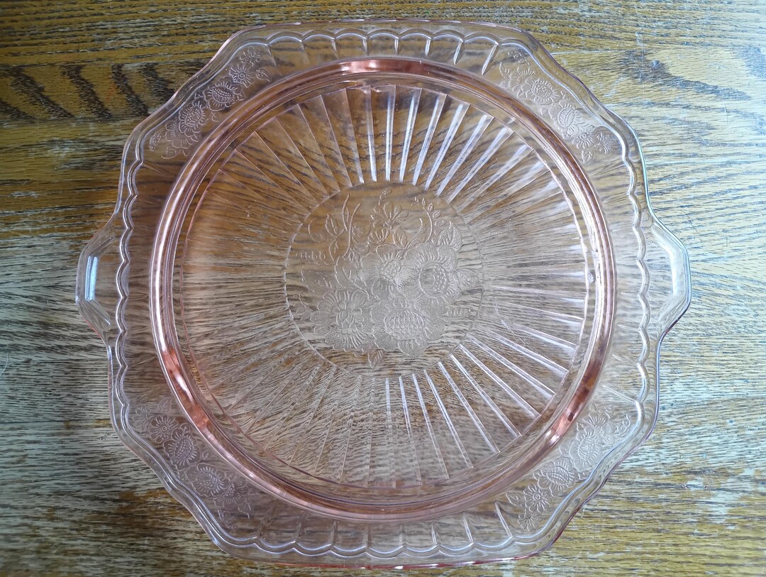 Vintage Depression Glass Cake Stand Pink - Etsy