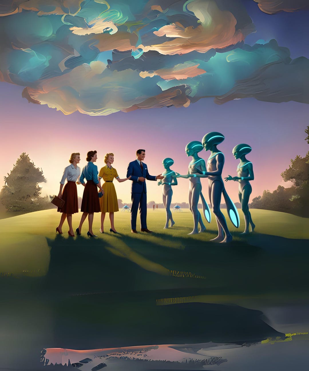Retro Alien Abduction Art Print | Mid-century Modern Sci-fi (PDF & PNG ...