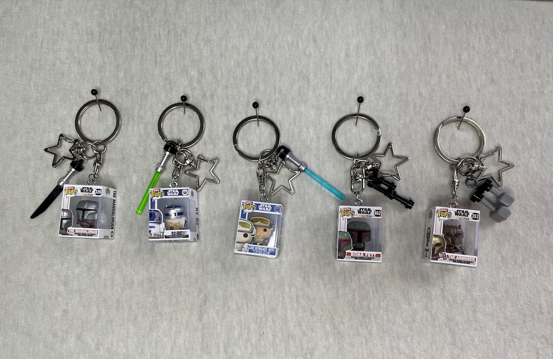 Star Wars Funko Bitty Pop Keychains With Lego Weapon Lightsaber - Etsy