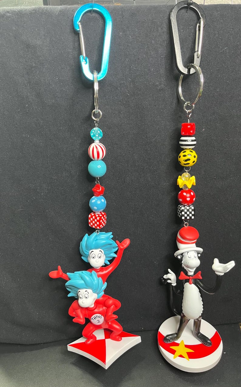 Dr. Seuss-cat in the Hat and Thing 1, Thing 2. Key Chain, Bag Charm ...