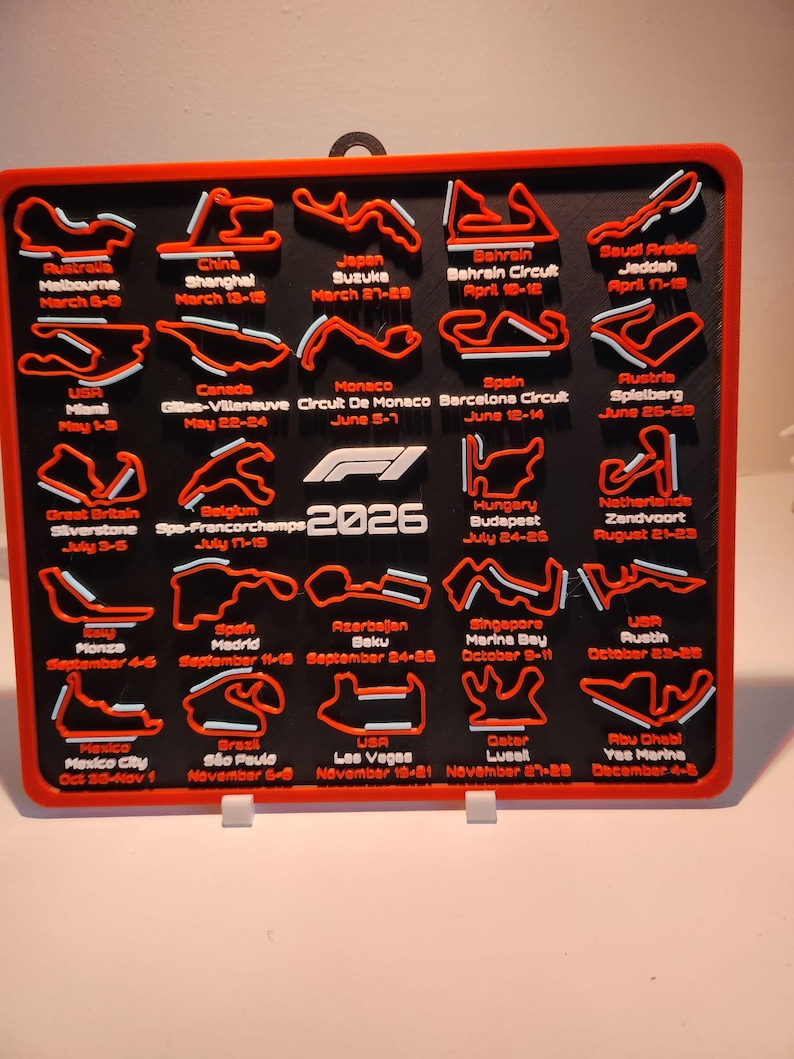 3D Formula 1 2026 Calendar | Race Dates & Circuits Wall Art - Etsy UK