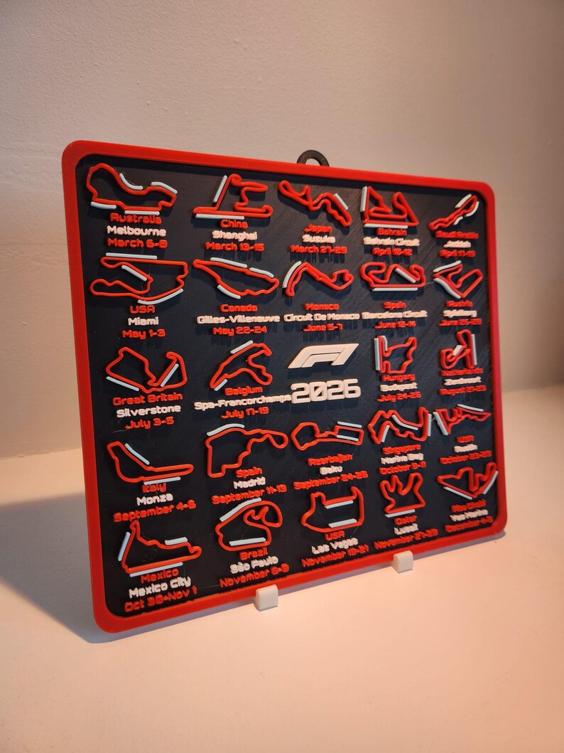 3D Formula 1 2026 Calendar | Race Dates & Circuits Wall Art - Etsy UK