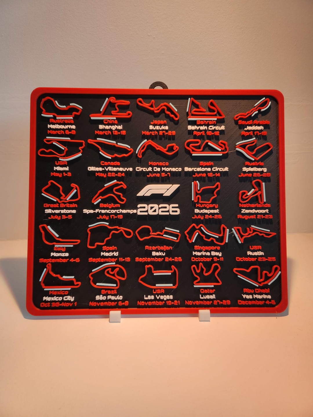 3D Formula 1 2026 Calendar | Race Dates & Circuits Wall Art - Etsy UK