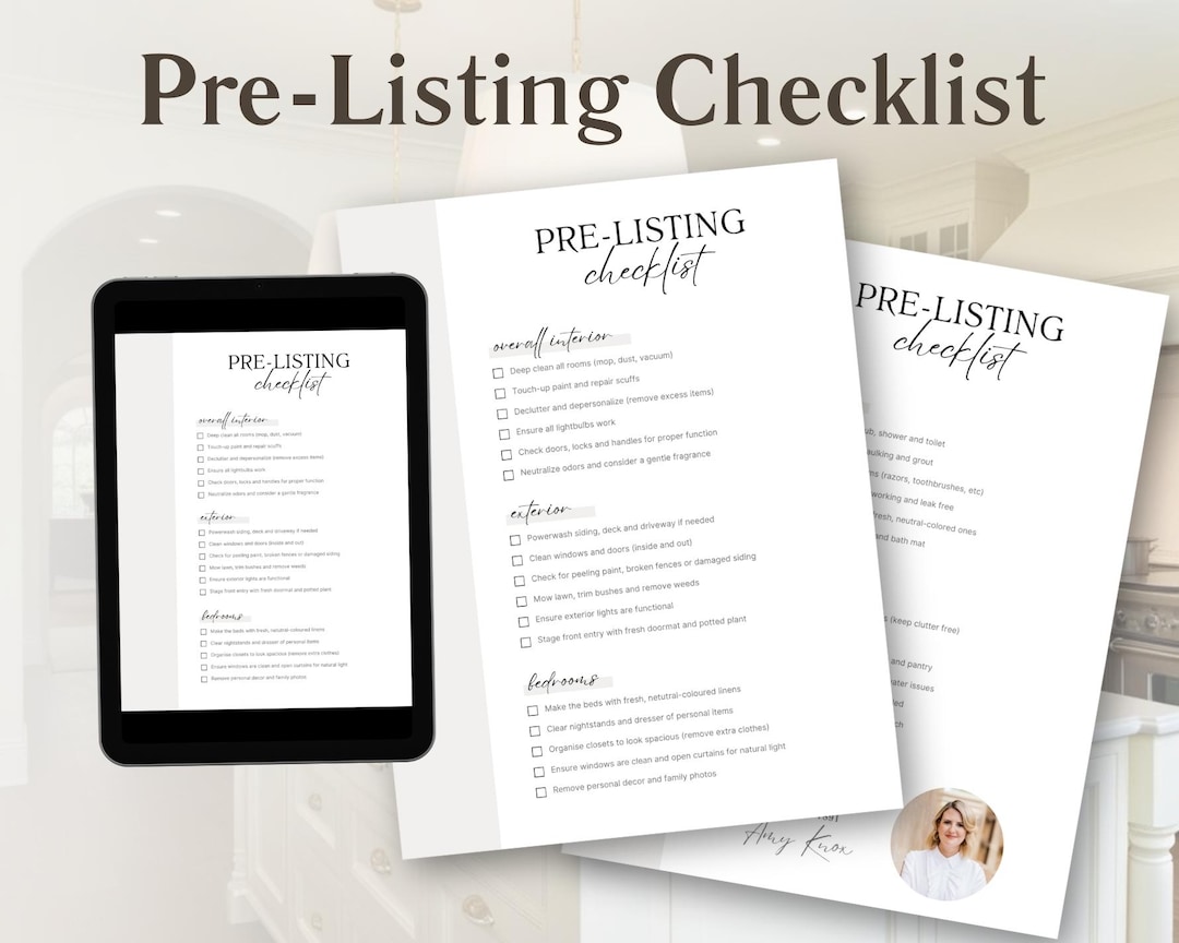 Editable Pre-listing Checklist Realtor Template Home Seller Checklist ...