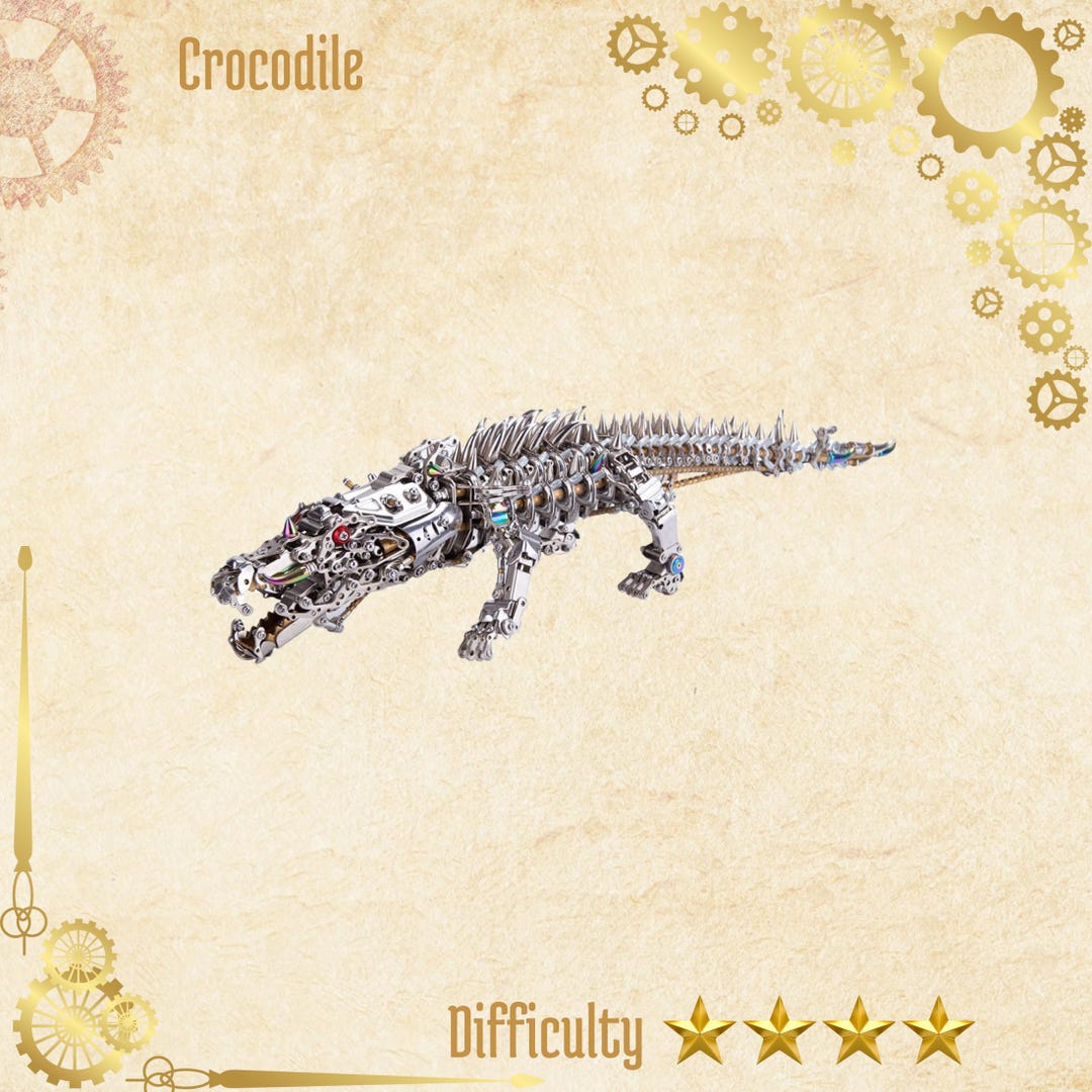 3D Metal DIY Mechanical Crocodile Animal Puzzle Model Kit Assembly ...