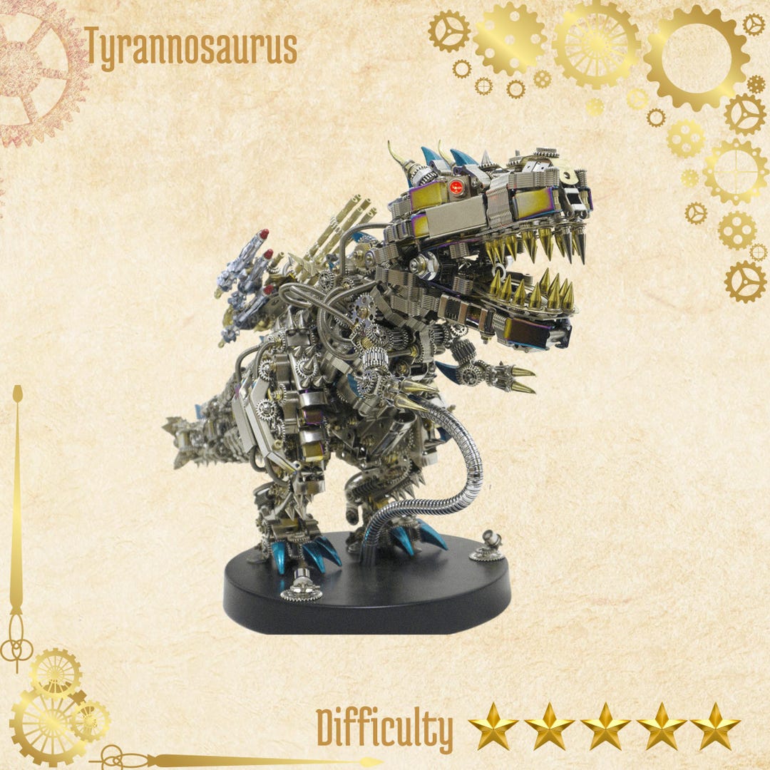 3D Metal DIY Mechanical T-rex Dinosaur Puzzle Model Kit Assembly Jigsaw ...