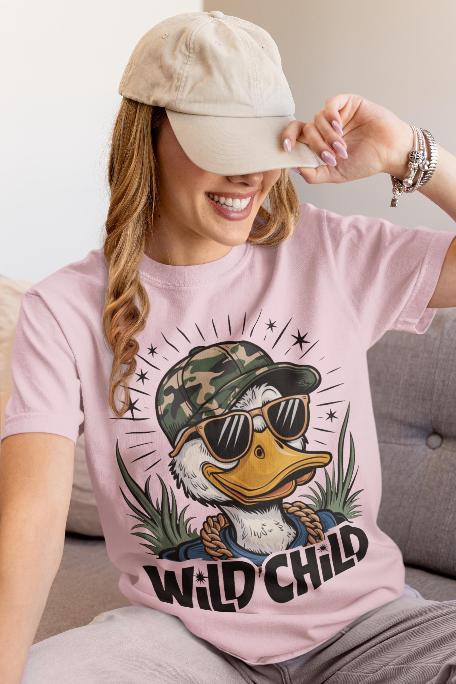 Wild Child Duck Shirt, Funny Cartoon Duck Graphic Tee, Streetwear Style ...