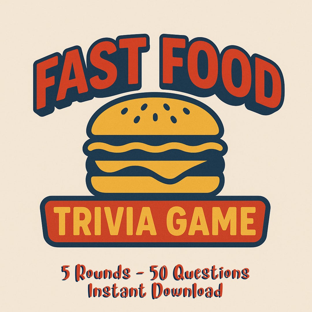 Fast Food Trivia Game, Downloadable Trivia for Family Game Night ...