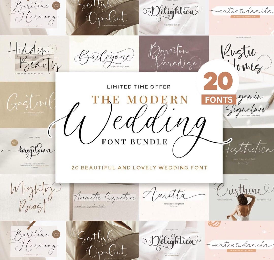 Wedding Font Bundle Elegant Handwritten Script Font Calligraphy Fonts ...