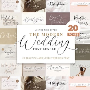 Wedding Font Bundle Elegant Handwritten Script Font Calligraphy Fonts for Cricut Templett Canva ...