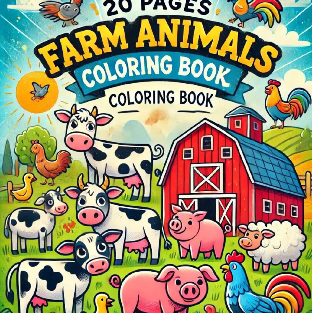 Fun Farm Animals Coloring Book (printable PDF) - 20 Pages Instant ...