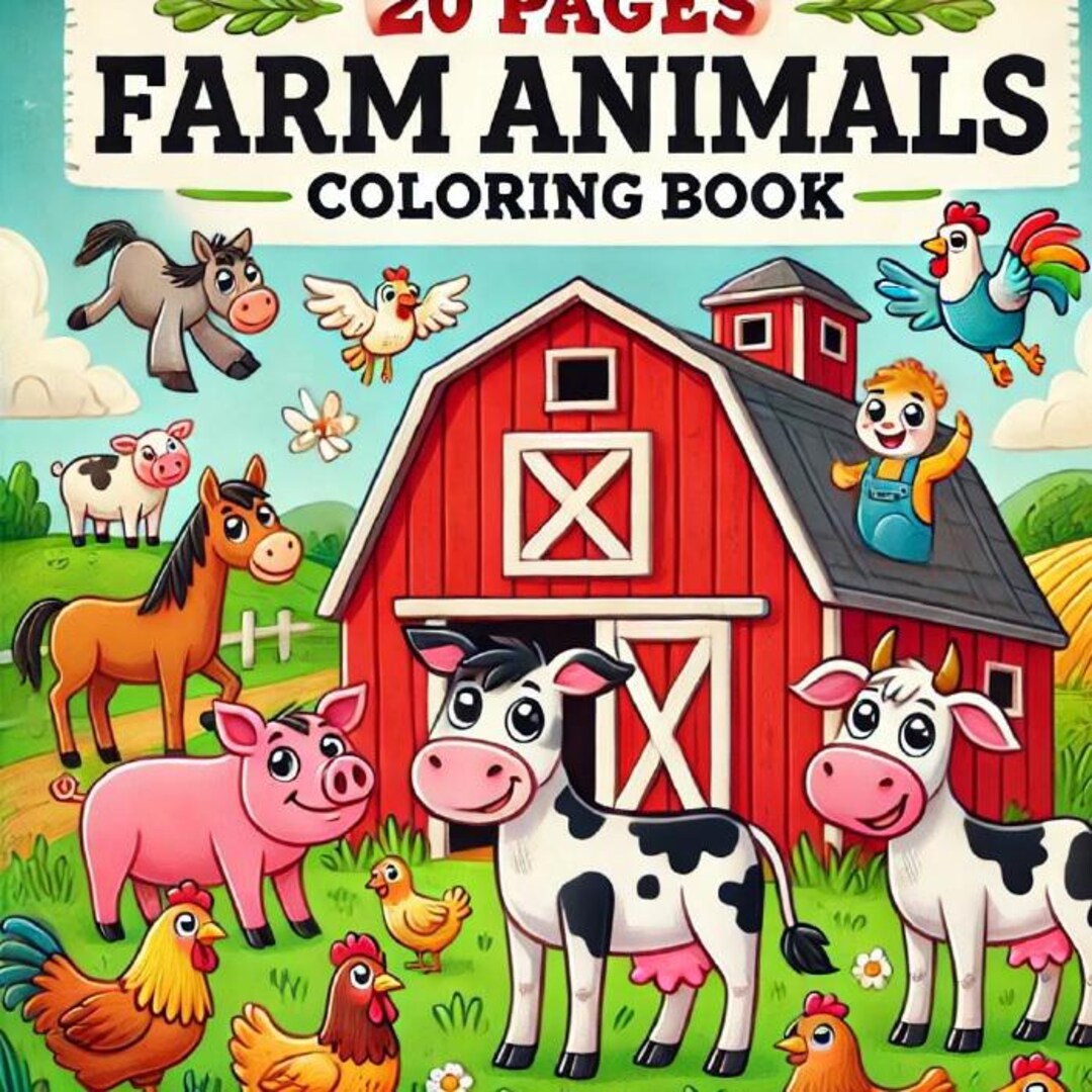 Fun Farm Animals Coloring Book (printable PDF) - 20 Pages Instant ...