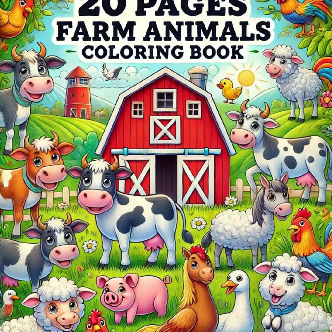Fun Farm Animals Coloring Book (printable PDF) - 20 Pages Instant ...