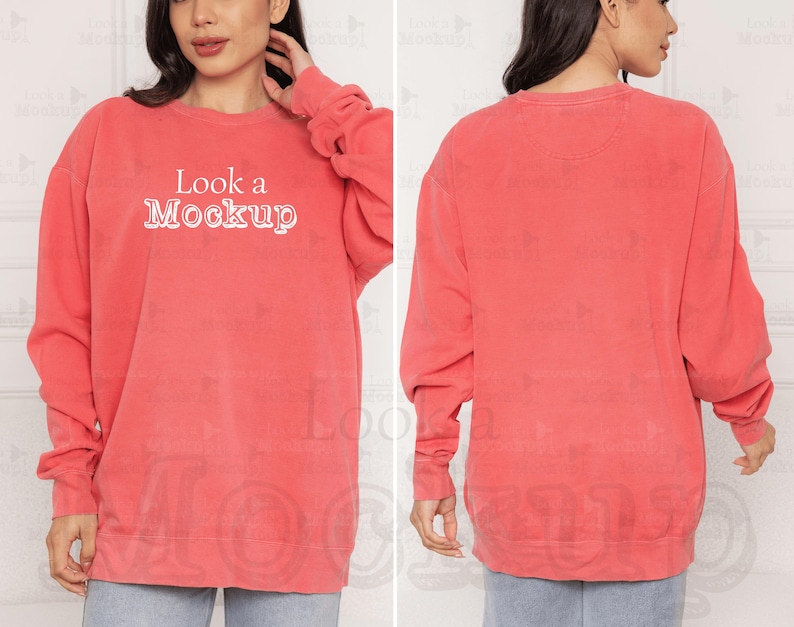 Comfort Colors 1566 Watermelon Mockup, Front and Back Oversized ...