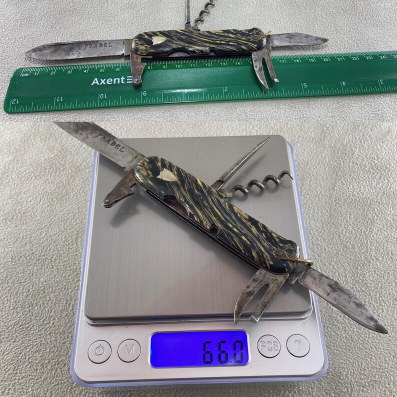 Vintage Pradel France Folding Pocket Knife Multi-tool — Celluloid ...