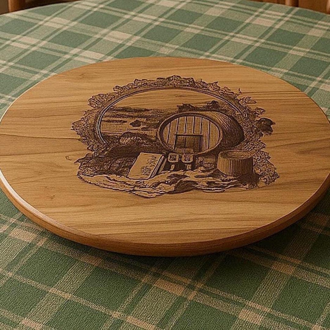 Wooden Lazy Susan Rotating Turntable Serving Tray Cheese Board Wine ...
