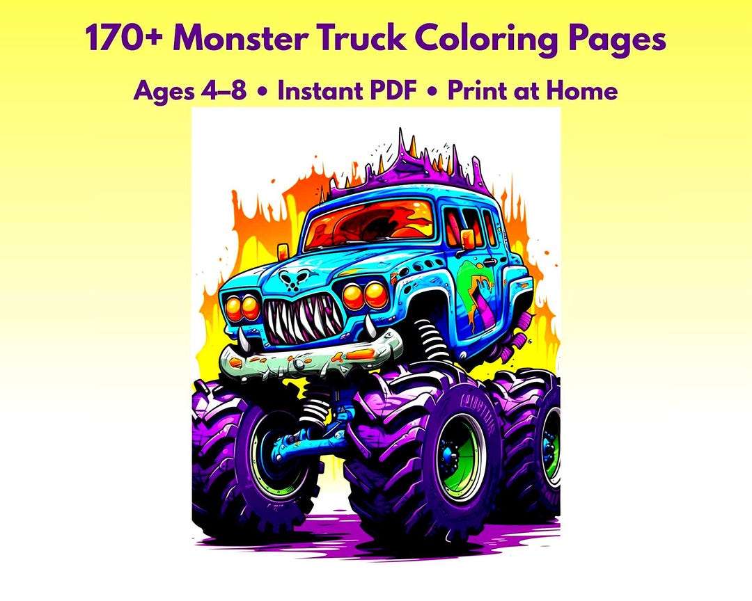 Monster Truck Coloring Book for Boys (ages 4-8) | Big Truck Activity ...