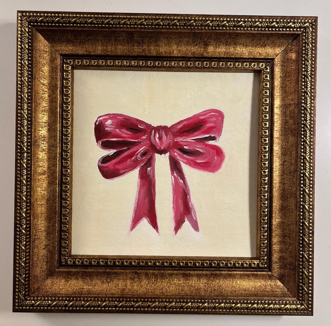 Ribbon Bow Oil Painting Original With White Background, Various Colors ...