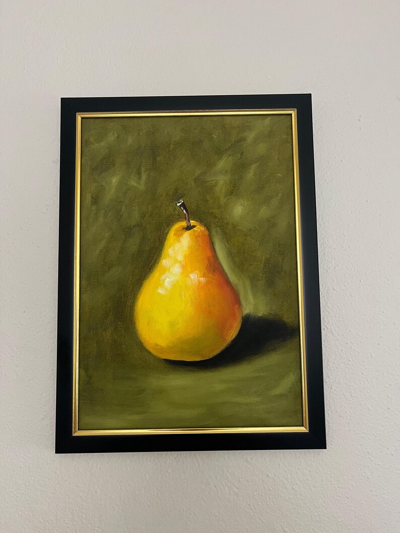 Framed Pear Oil Painting | Realistic Fruit Still Life - Etsy