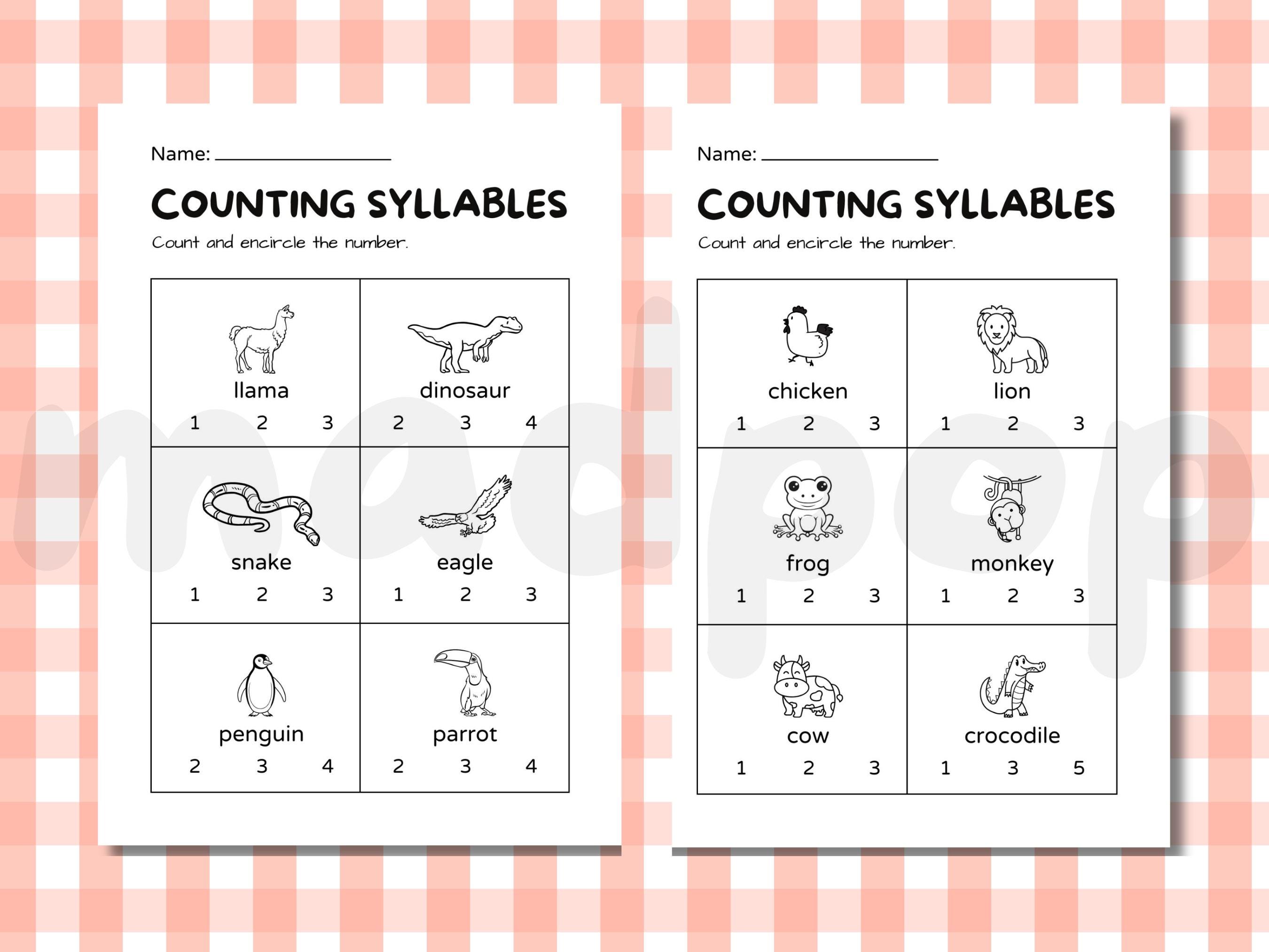 Preschool Worksheets | Alphabet Tracing, Counting Syllables ...