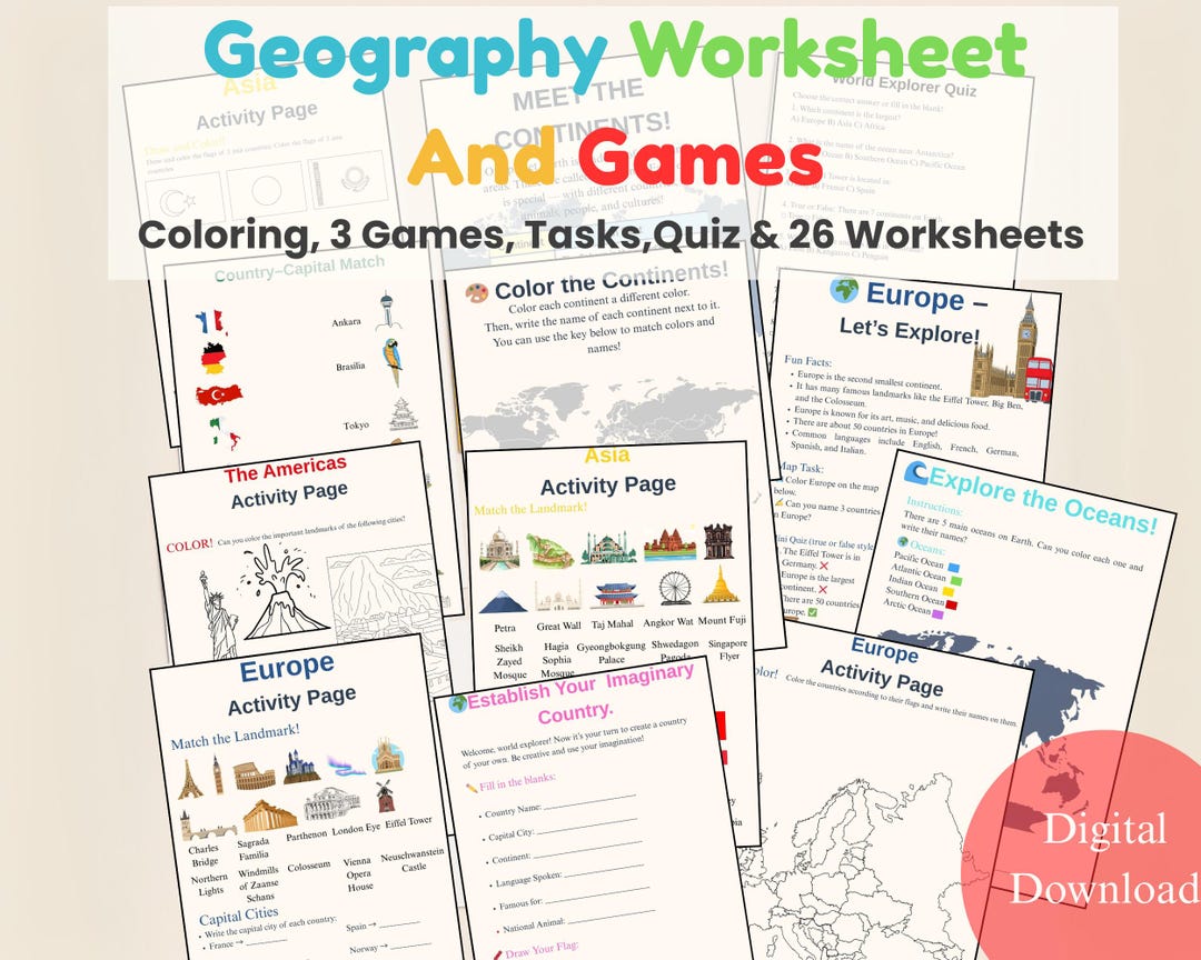 Geography Worksheets for Kids | Geography Fact Files Learning Primary ...