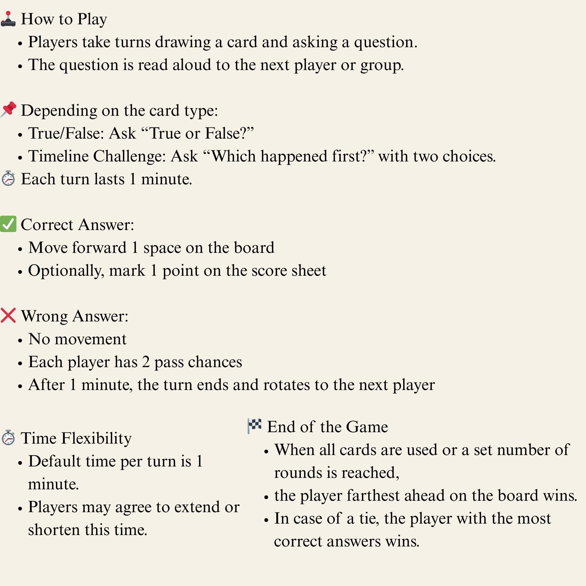 History Printable Trivia Board Game, Educational Trivia Cards for ...